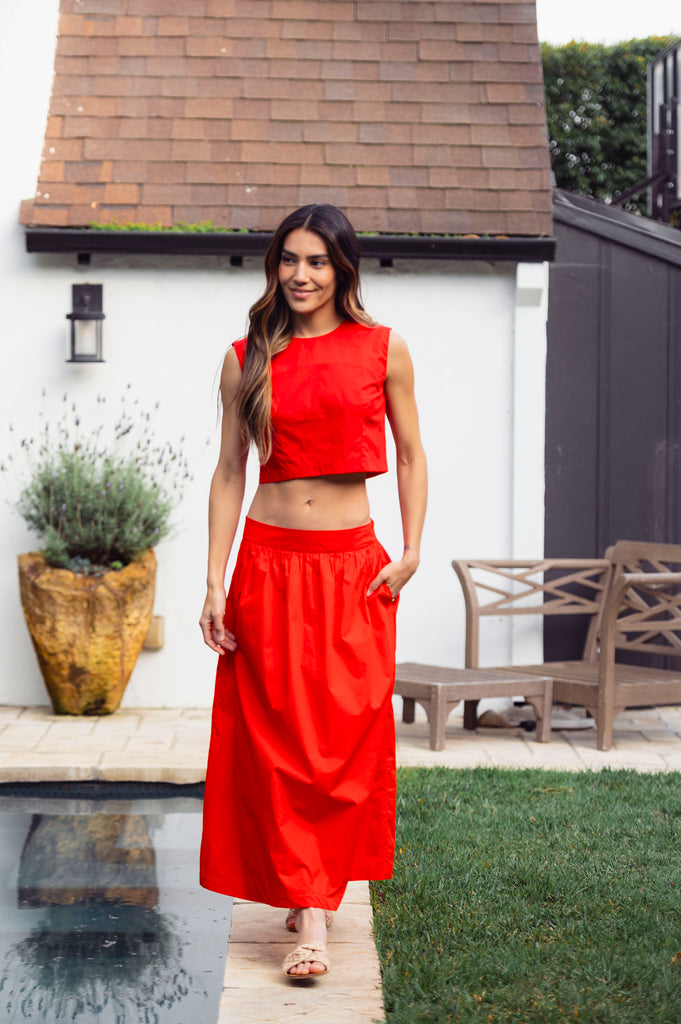 TATA SKIRT IN RED POPLIN – roma