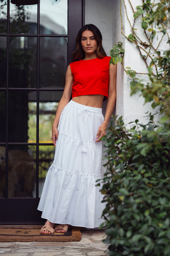 LILA SKIRT IN WHITE POPLIN – roma